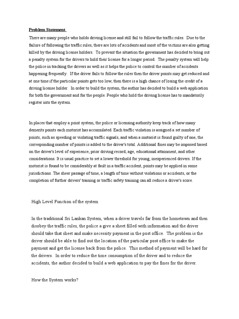 Problem Statement | PDF | Vehicles | Road Safety