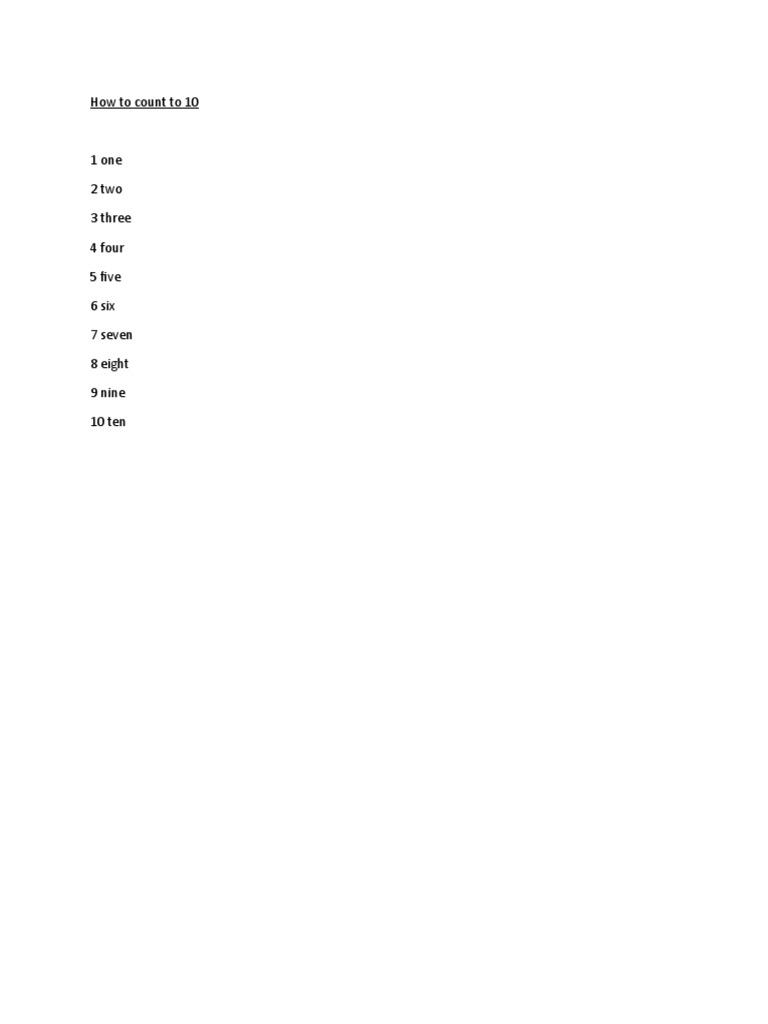 How To Count To 10 | PDF