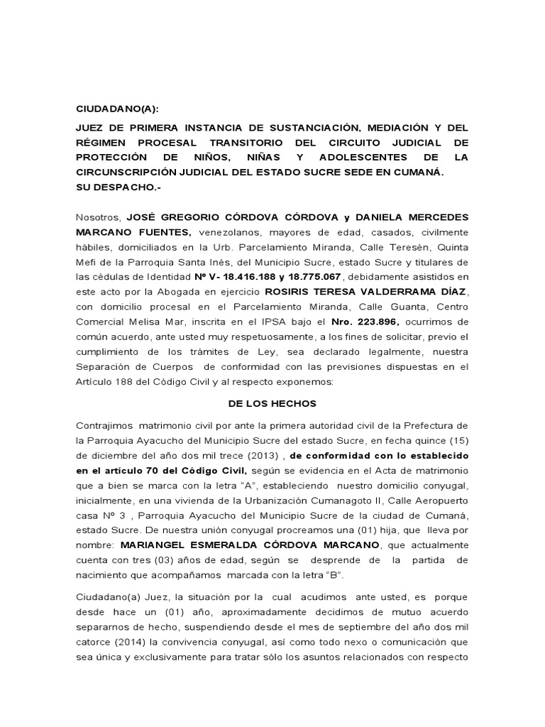 Divorcio Definitivo de Daniela Marcano - 1 | PDF | Justicia | Crimen y violencia