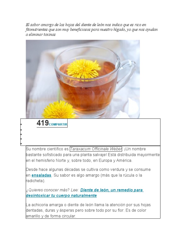 Diente de Leon | PDF | Especialidades Medicas