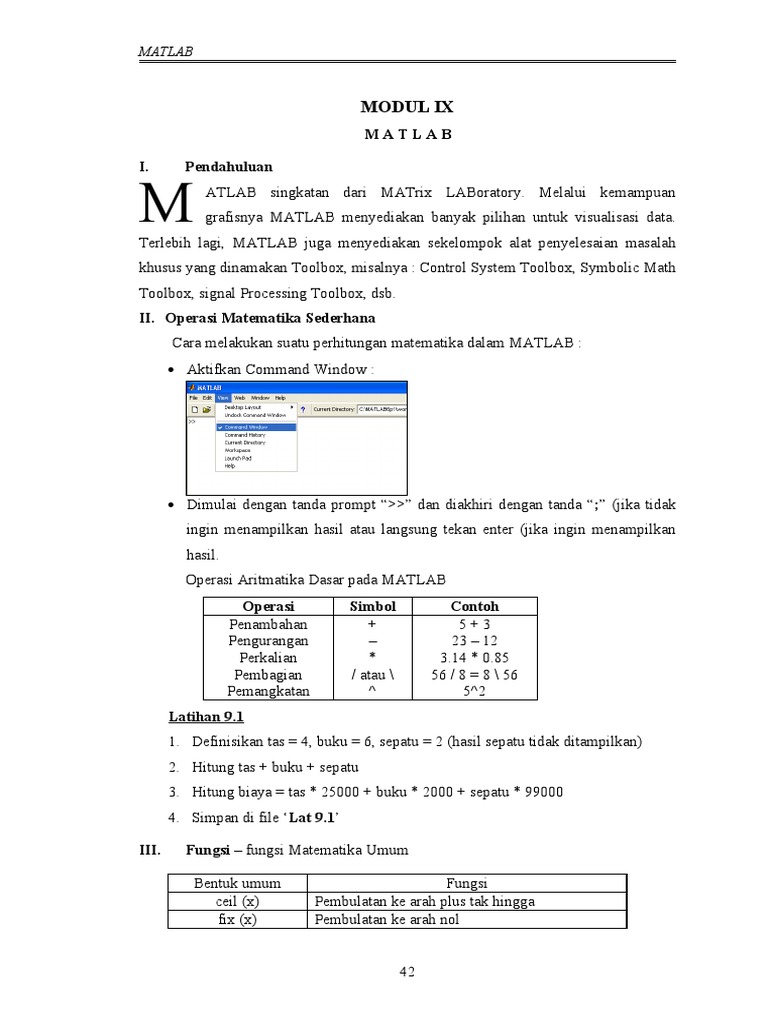 MODUL 9 Matlab (Revisi) | PDF