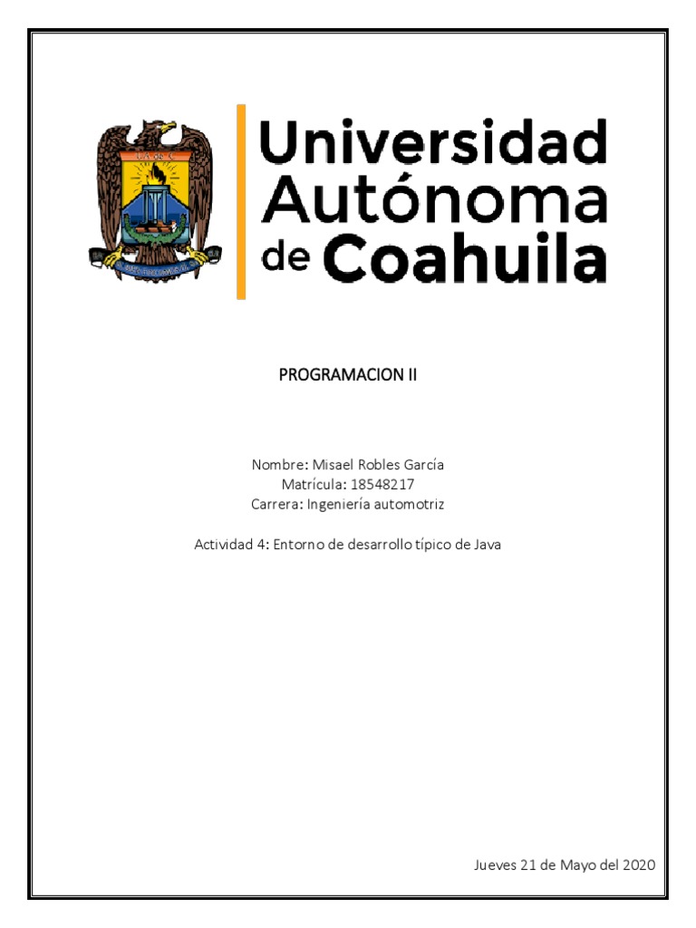Actividad 4 | PDF | Java (lenguaje de programación) | Arquitectura de ... Actividad 4 | PDF | Java (lenguaje de programación) | Arquitectura de ...