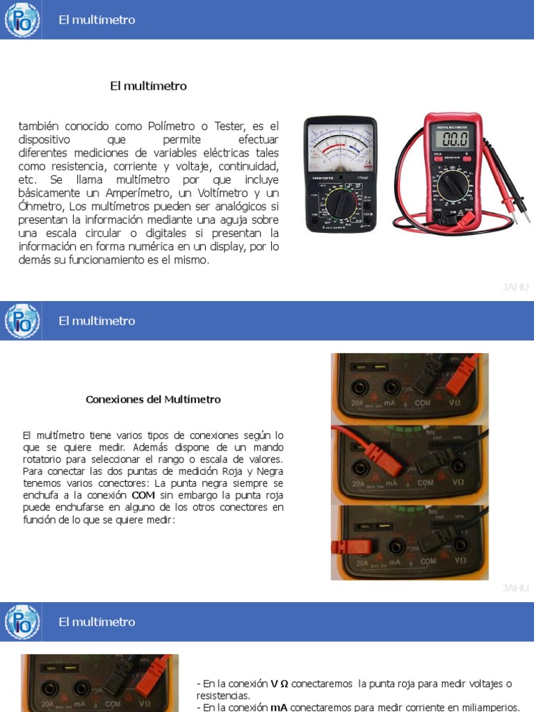 Conexiones y uso del multímetro | PDF | Electrónica | Equipo