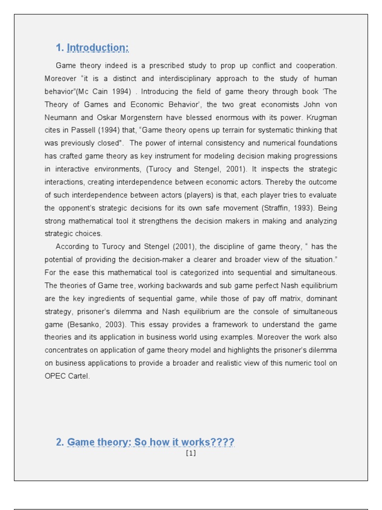 Game TH | PDF | Opec | Game Theory