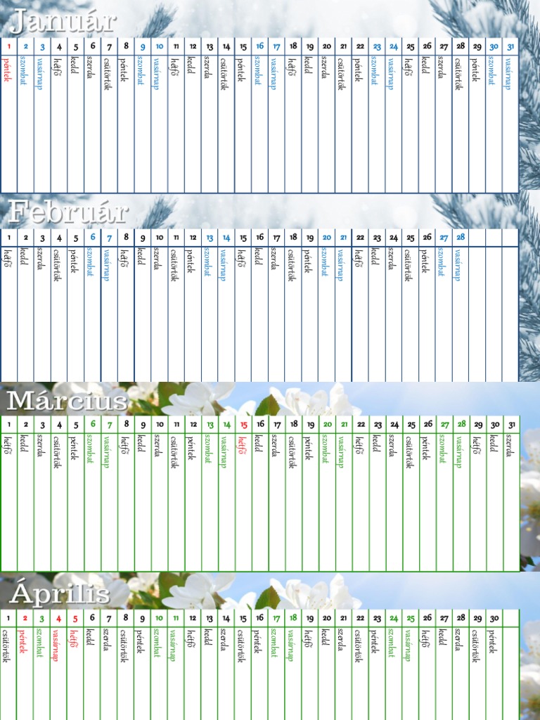 2021 Lineáris Naptar | PDF