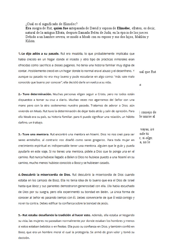 Cuál Es El Significado de Elimelec | PDF | Libro de rut | Teología