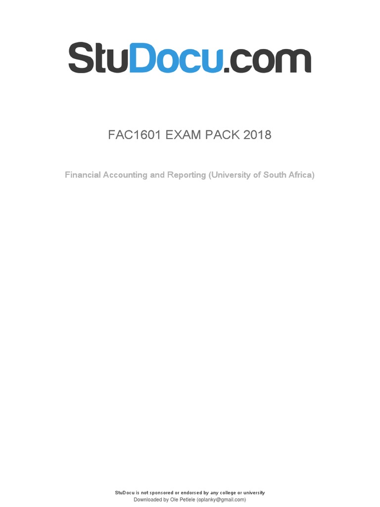FAC1601 Exam Pack 2018 Guide | PDF | Expense | Income Statement