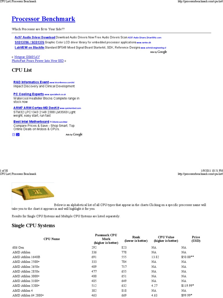 CPU Performance Benchmark List | PDF | Advanced Micro Devices | Multi ...