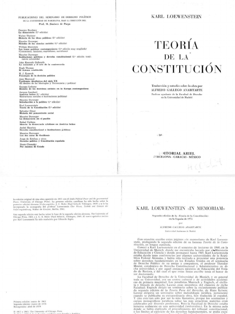 Teoria de La Constitucion - Karl Loewenstein | PDF