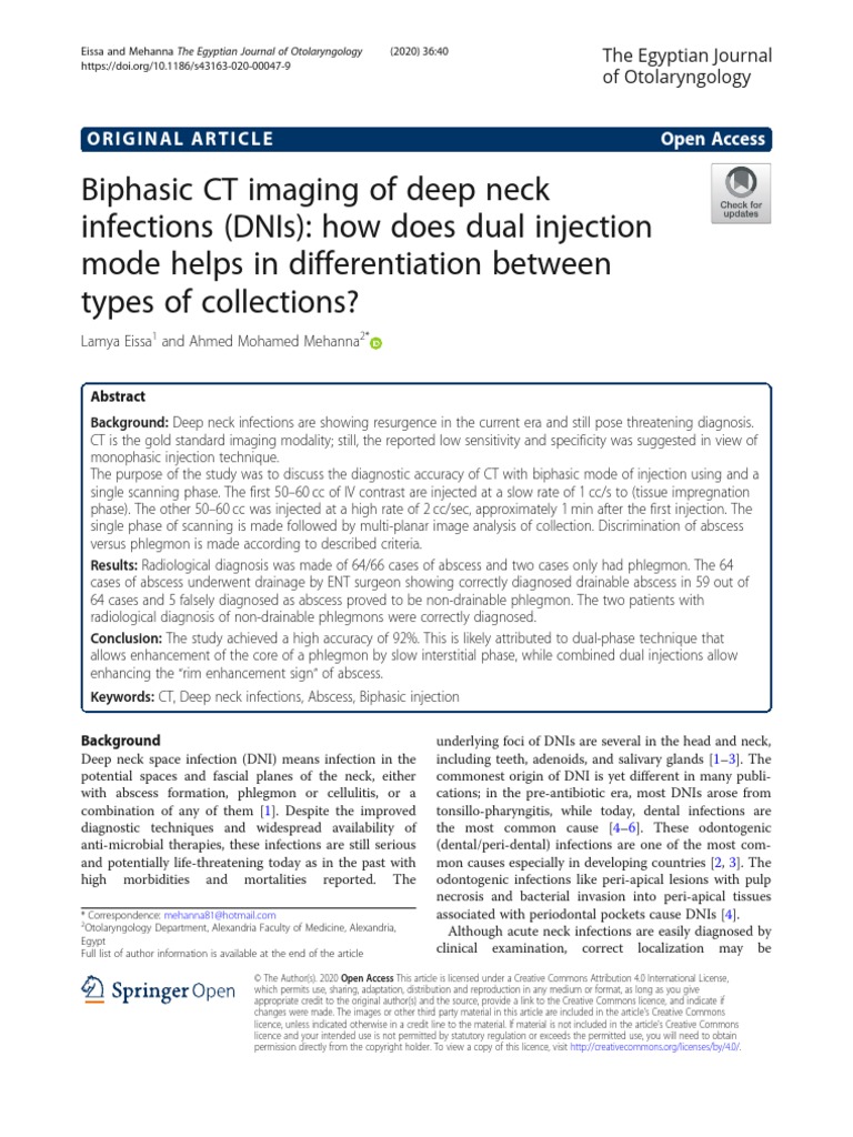 Biphasic CT Imaging of Deep Neck Infections (Dnis) : How Does Dual ...