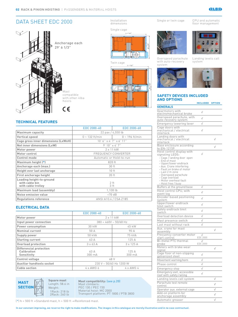 Data Sheet Edc 2000: Anchorage Each 29' 6 1/3" | PDF | Power Supply ...