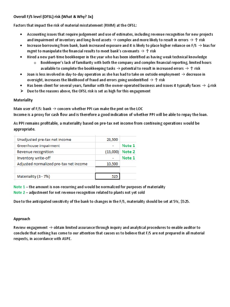 Overall F/S Level (OFSL) Risk (What & Why? 3x) : Note 1 Note 2 | PDF ...
