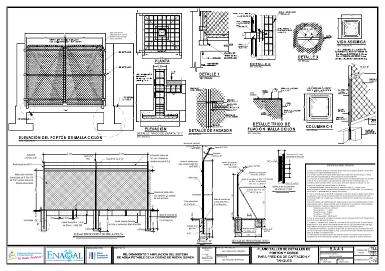 Plano de Porton y Cerca Perimetral de Malla Ciclon | PDF | Materiales | Ingeniería mecánica