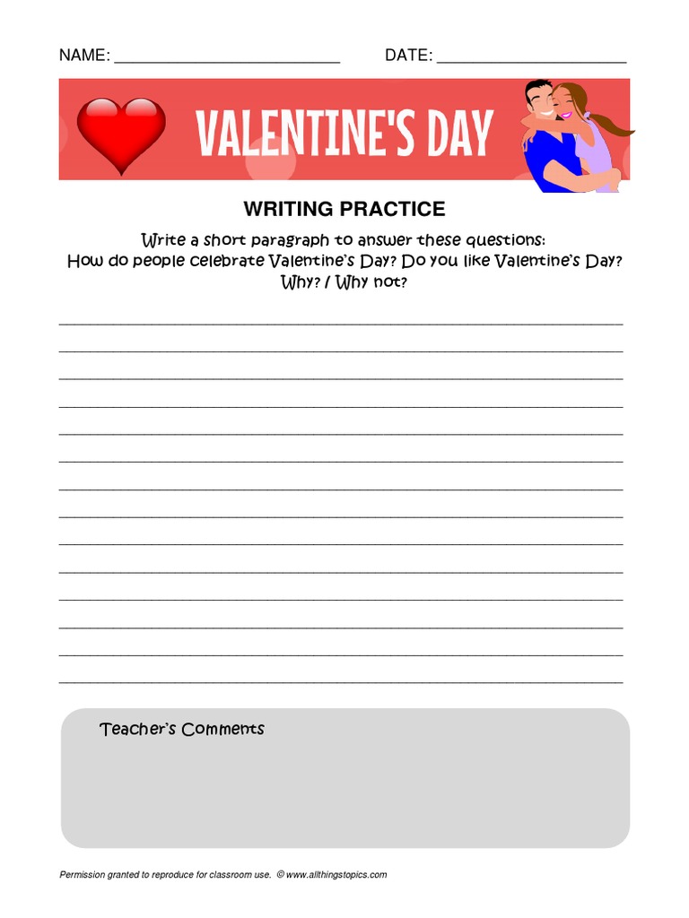 Writing Practice Valentines Day | PDF