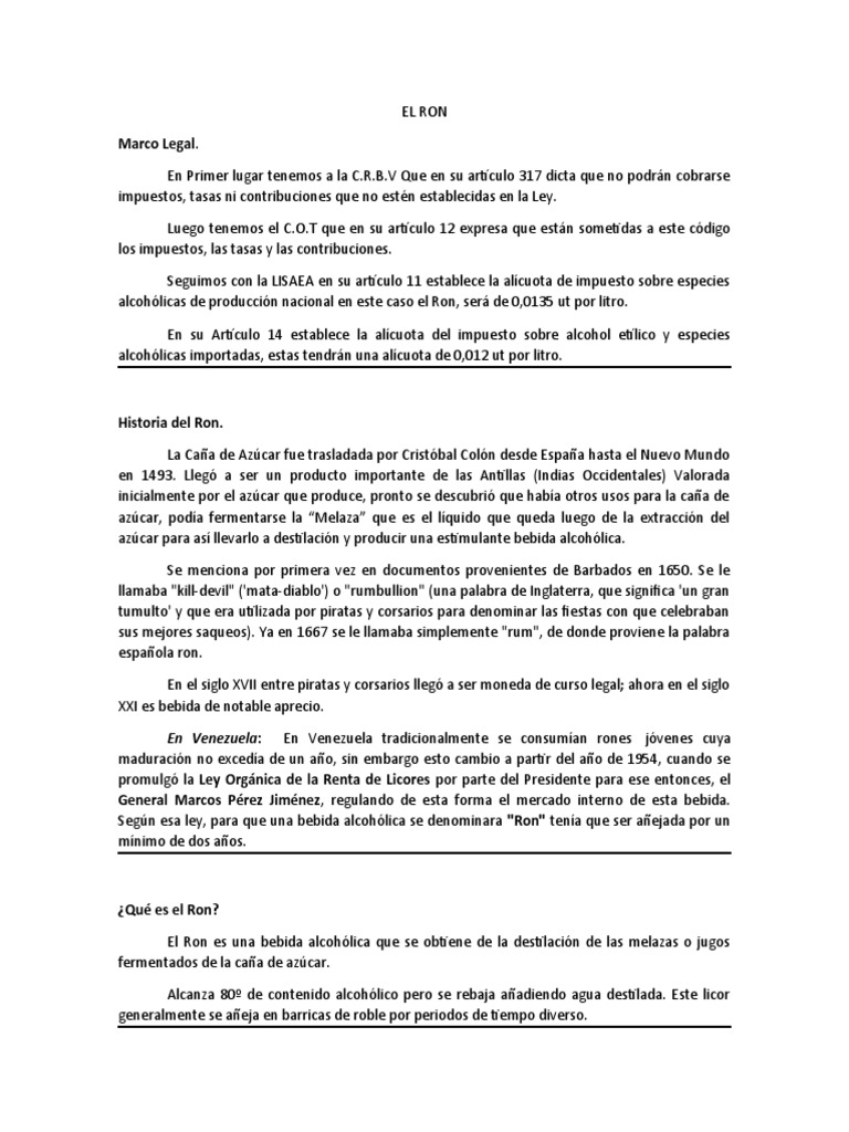 Origen y Proceso del Ron | PDF | Ron | Destilación