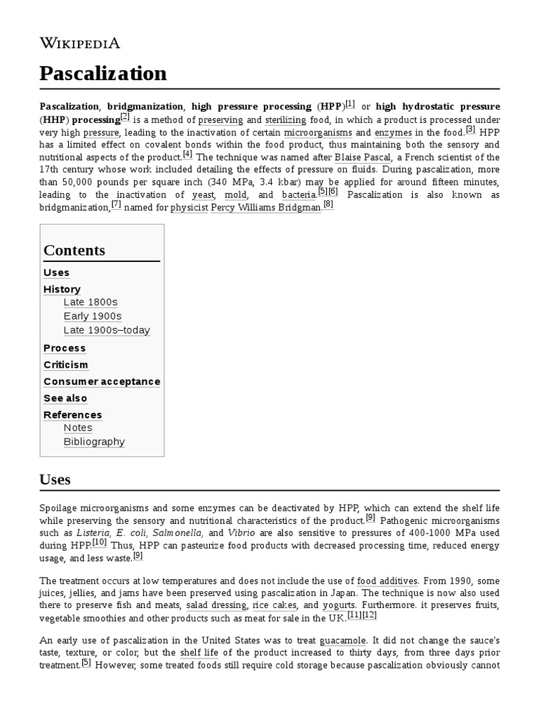 Pascalization: Pascalization, Bridgmanization, High Pressure Processing ...