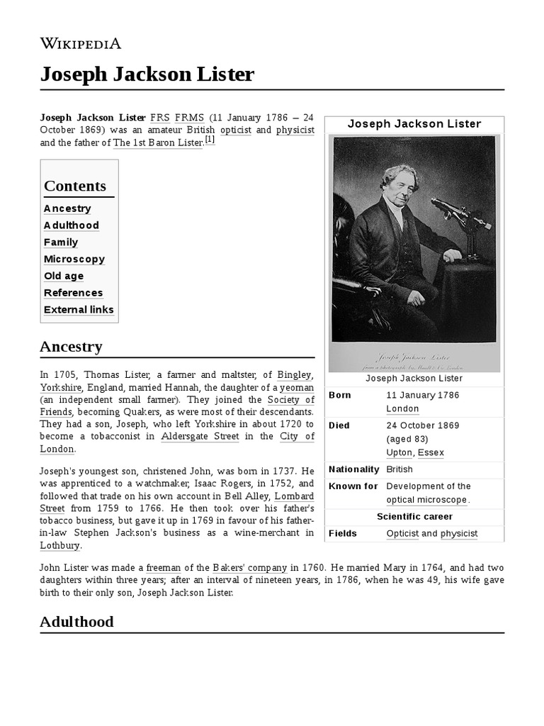 Joseph Jackson Lister | PDF | Atomic | Natural Philosophy