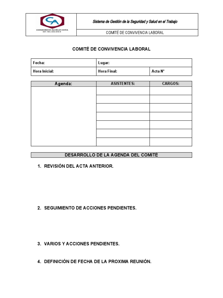 Acta Comité de Convivencia Laboral | PDF