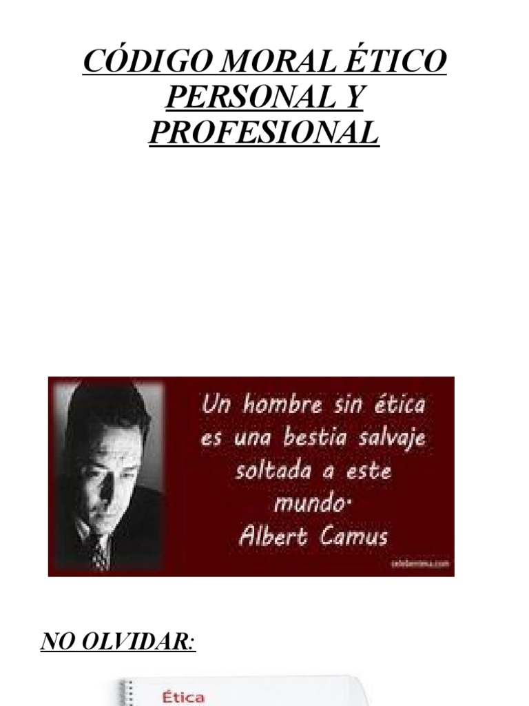 Codigo Moral y Etico Personal y Profesional | PDF | Moralidad | Etica ...
