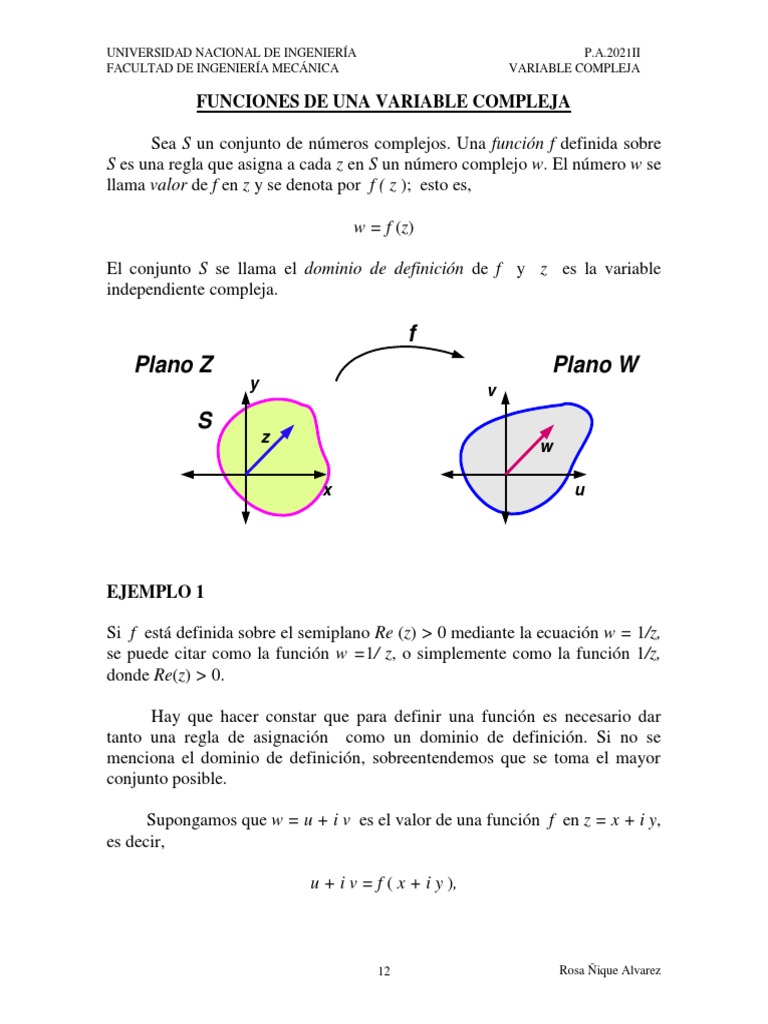 Funciones de Variable Compleja | PDF | Función (Matemáticas) | Análisis ...