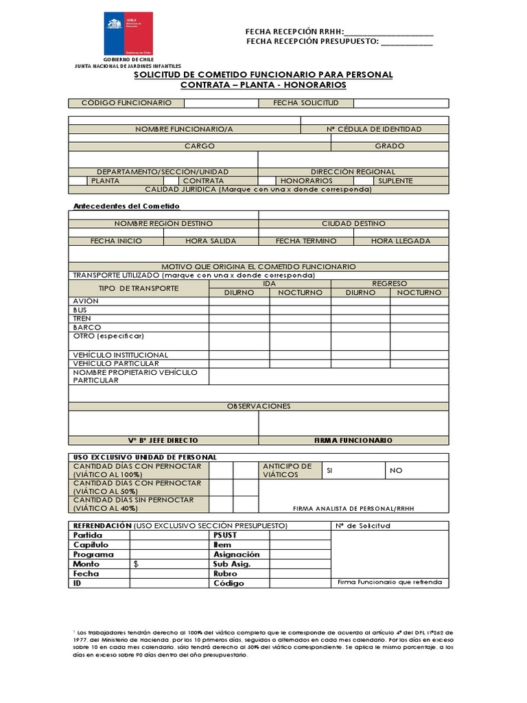 Formulario Cometido Funcionario | PDF