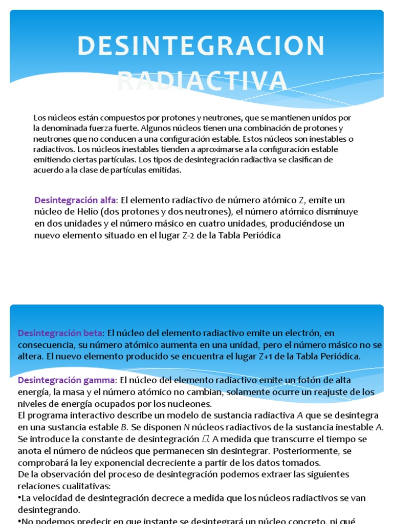 Desintegración Radiactiva Simplificada | PDF | Desintegración ...