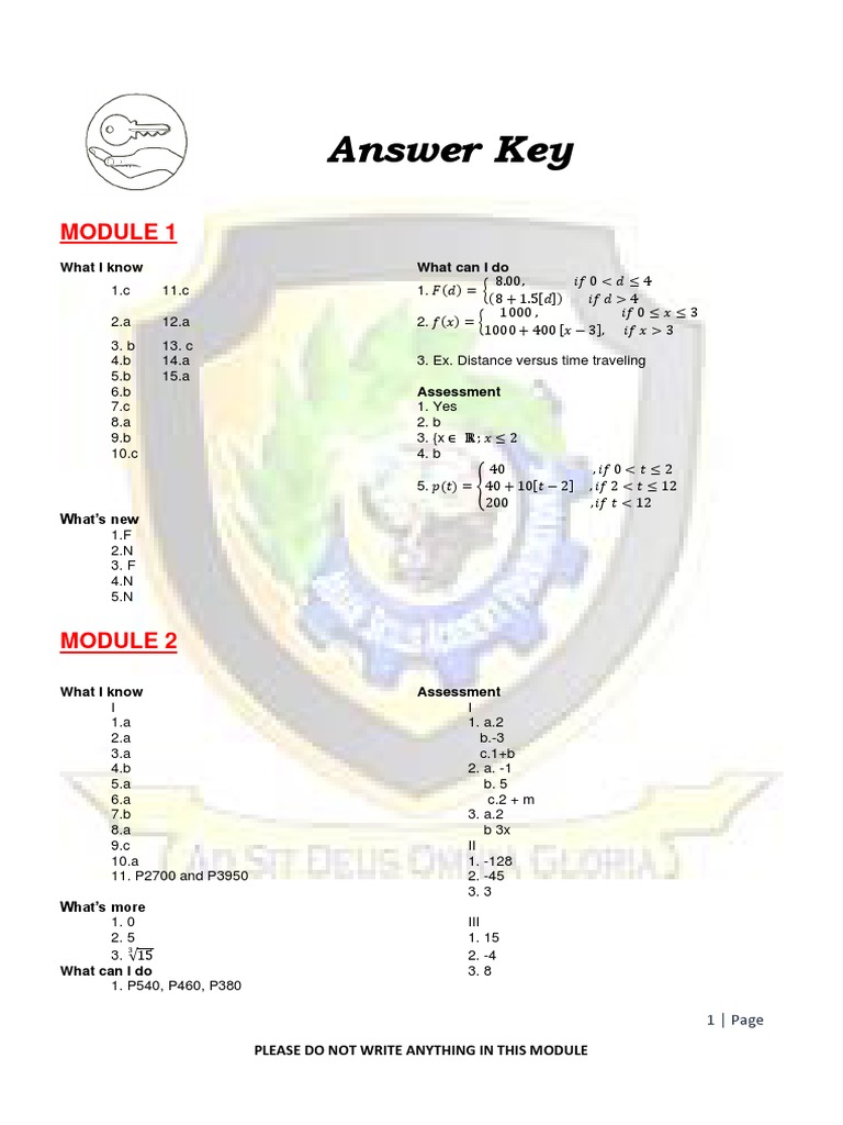 Gen Math q1 Answer Key Updated | PDF | Mathematical Concepts | Mathematics
