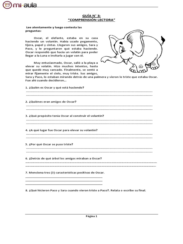 Comprension El Elefante | PDF