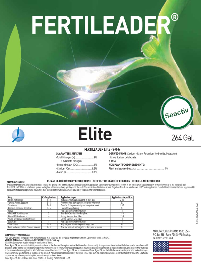 Fertileader Elite Label | PDF | Fertilizer | Agriculture