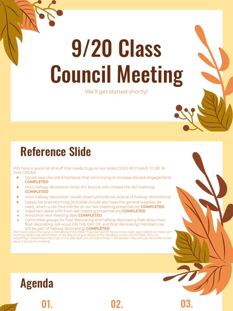 Homecoming Decorating Meeting Agenda | PDF