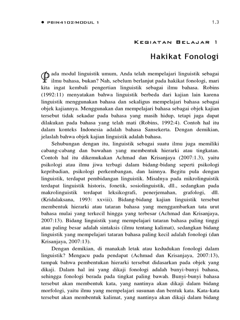 Pertemuan 1 Hakikat Fonologi | PDF