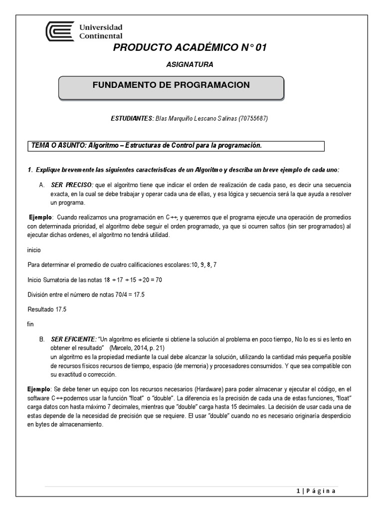 Fundameto de Programacion Pa1 | PDF | Algoritmos | C