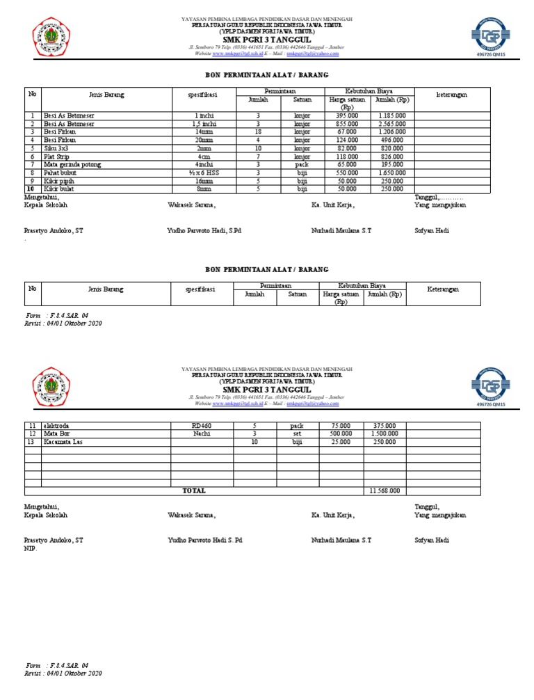 Bon Permintaan Barang | PDF