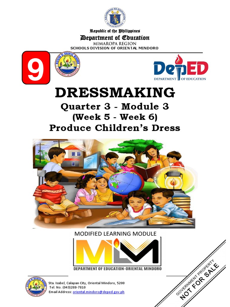 Dressmaking: Quarter 3 - Module 3 Produce Children's Dress | PDF | Seam ...