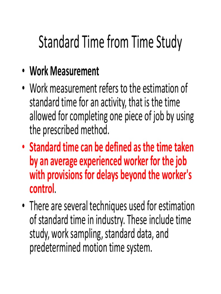 Standard Time Estimation: A Guide to Time Study Methodology and ...