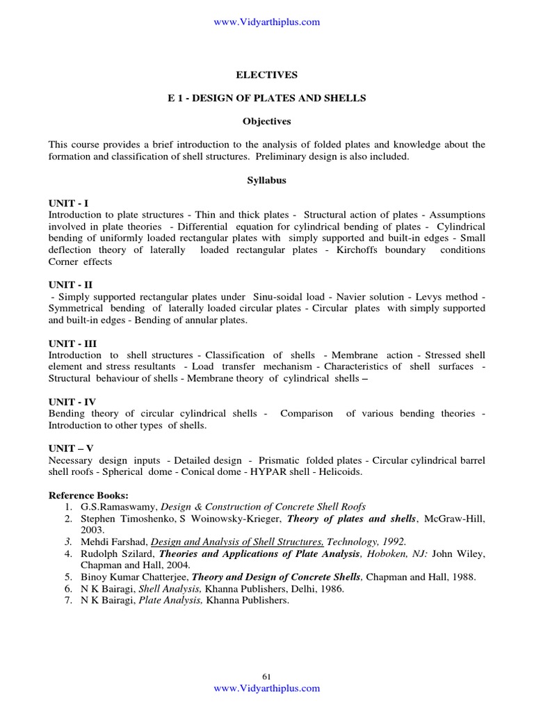 C&S Syllabus Electives All | PDF | Deformation (Engineering) | Bending