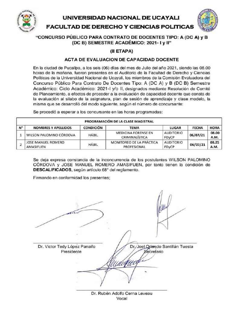 Acta de Evaluacion Docente | PDF