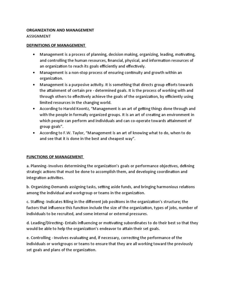 Management Principles and Functions Explained | PDF | Goal | Leadership