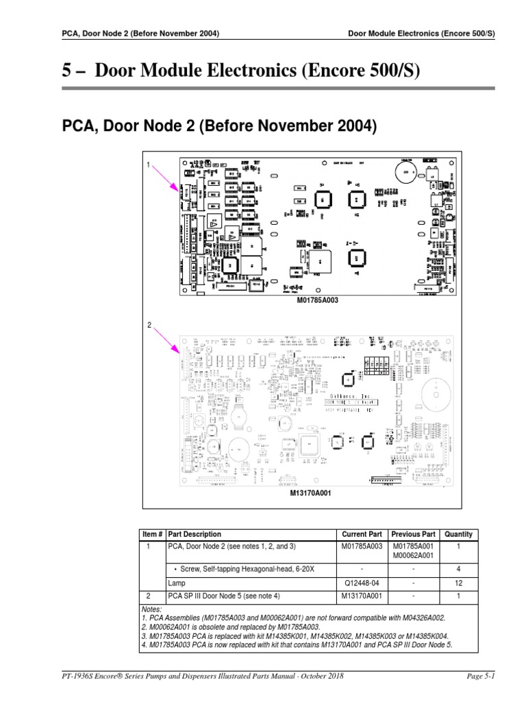 PT 1936S Encore Parts Manual 5 Door Module Electronics (Encore 500S ...