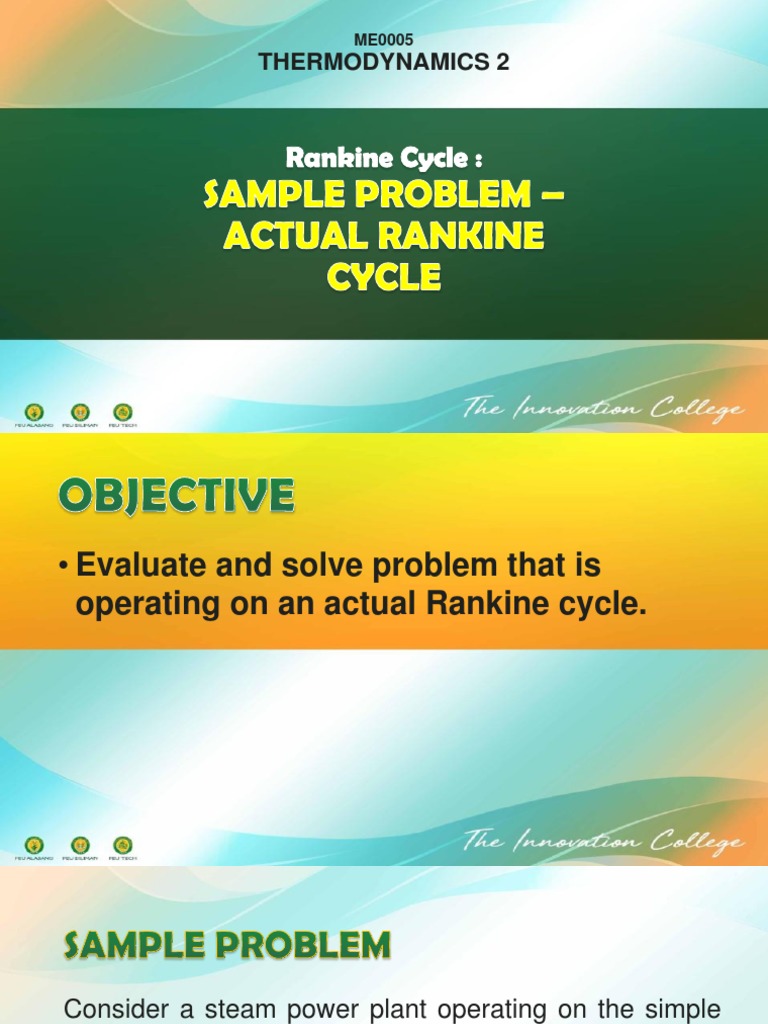 Lesson 2.2.2 - Sample Problem (Actual Rankine Cycle) | PDF | Mechanical Engineering | Applied ...