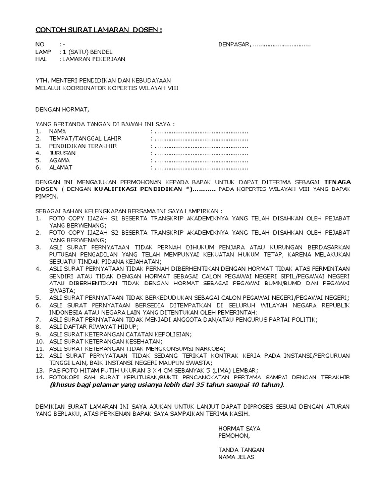 Contoh Surat Lamaran | PDF