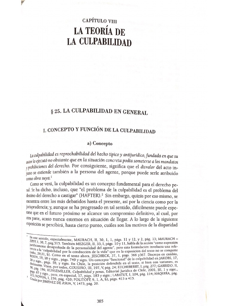 Teoría de La Culpabilidad. Cury, Enrique (2005) Derecho Penal. Parte ...