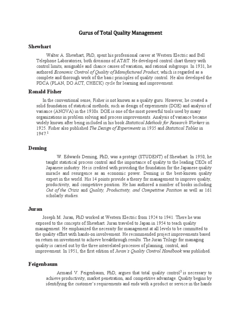Total Quality Management Gurus Explained | PDF | Business Process ...