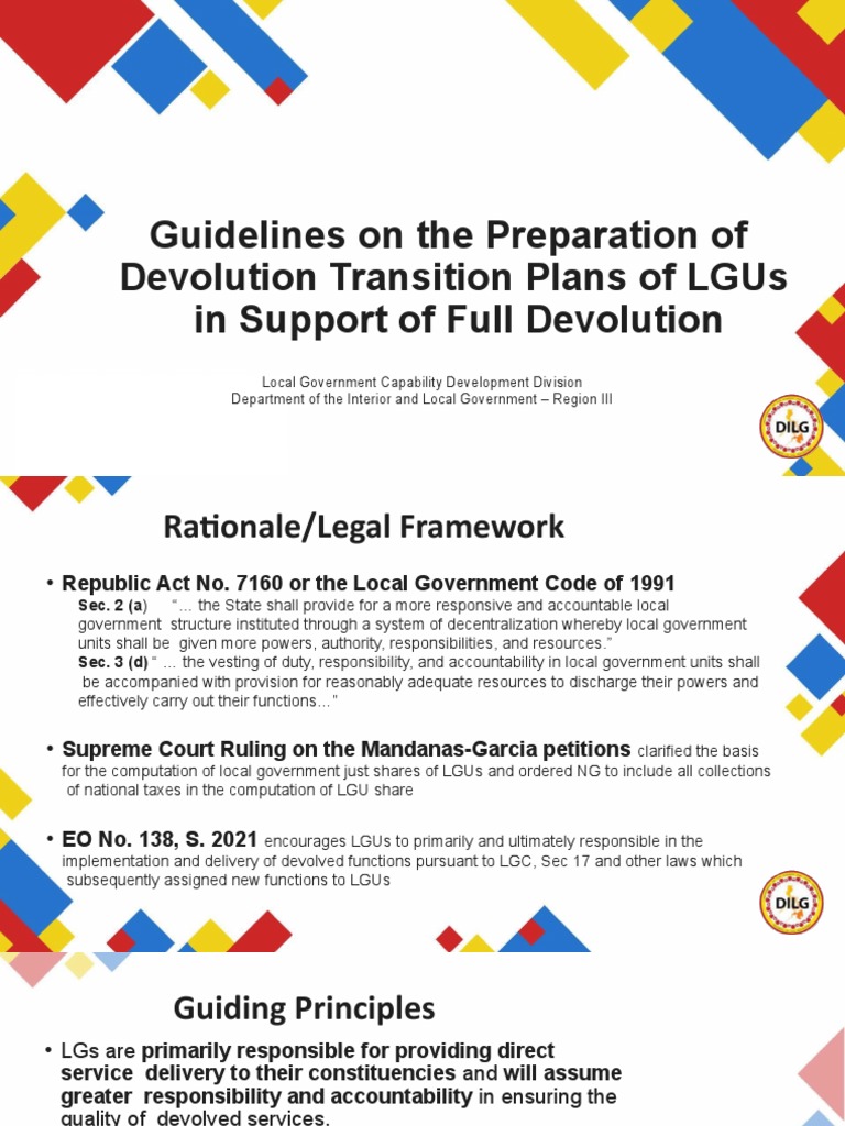 Guidelines On The Preparation of Devolution Transition Plans of Lgus in ...