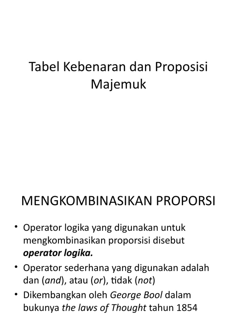Tabel Kebenaran Dan Proposisi Majemuk | PDF