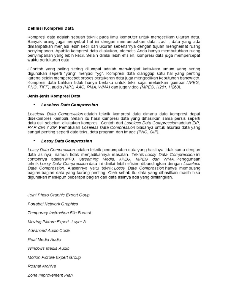 Definisi Kompresi Data | PDF