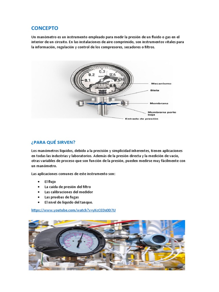 Concepto y funciones del manómetro | PDF