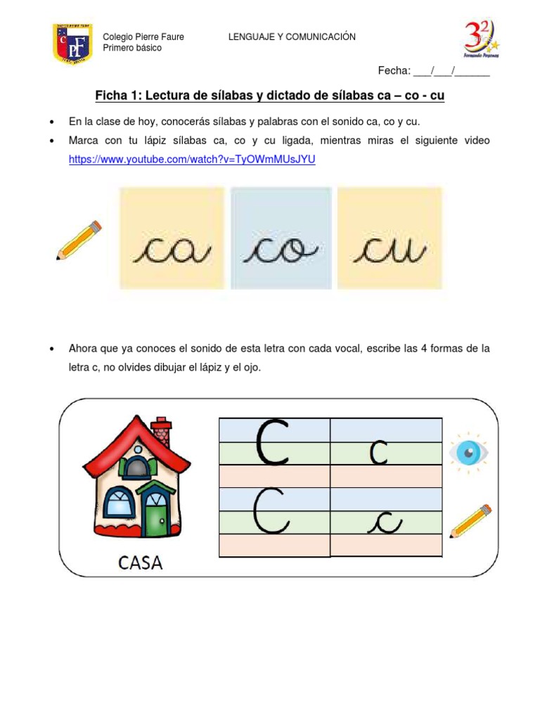 Actividades de sílabas ca, co, cu | PDF