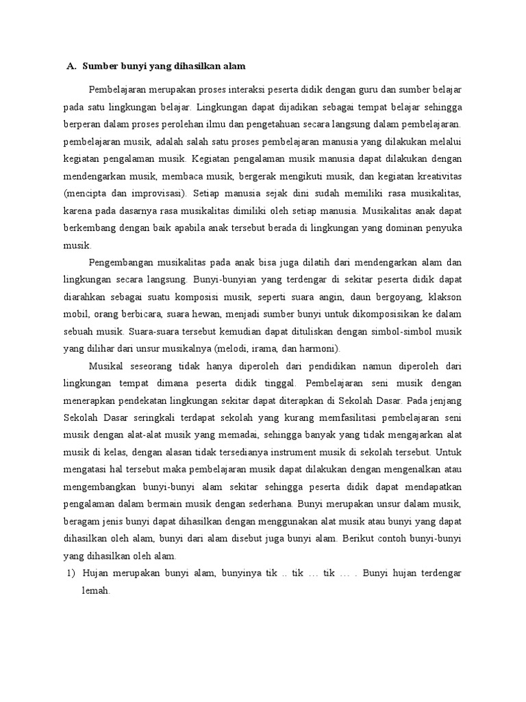 Sumber Bunyi Yang Dihasilkan Alam | PDF