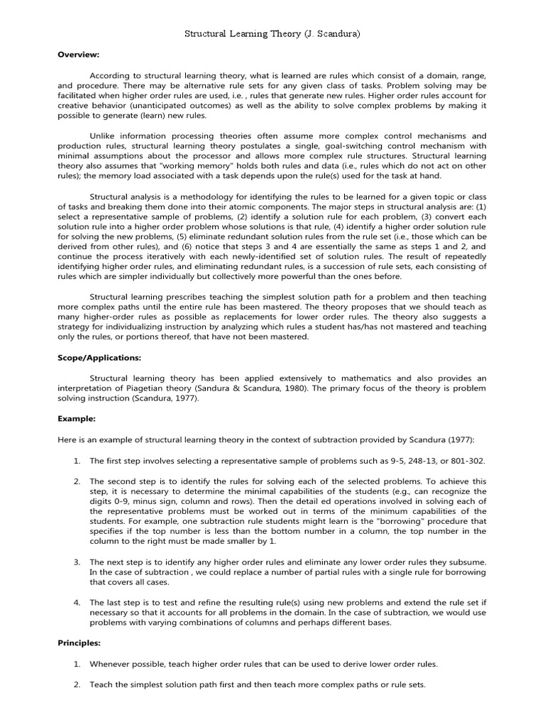 Structural Learning Theory in Practice: An Example of Teaching ...